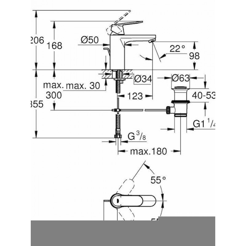 GROHE EUROSMART COSMOPOLITAN ΜΠΑΤΑΡΙΑ ΝΙΠΤΗΡΑ ΝΙΚΕΛ